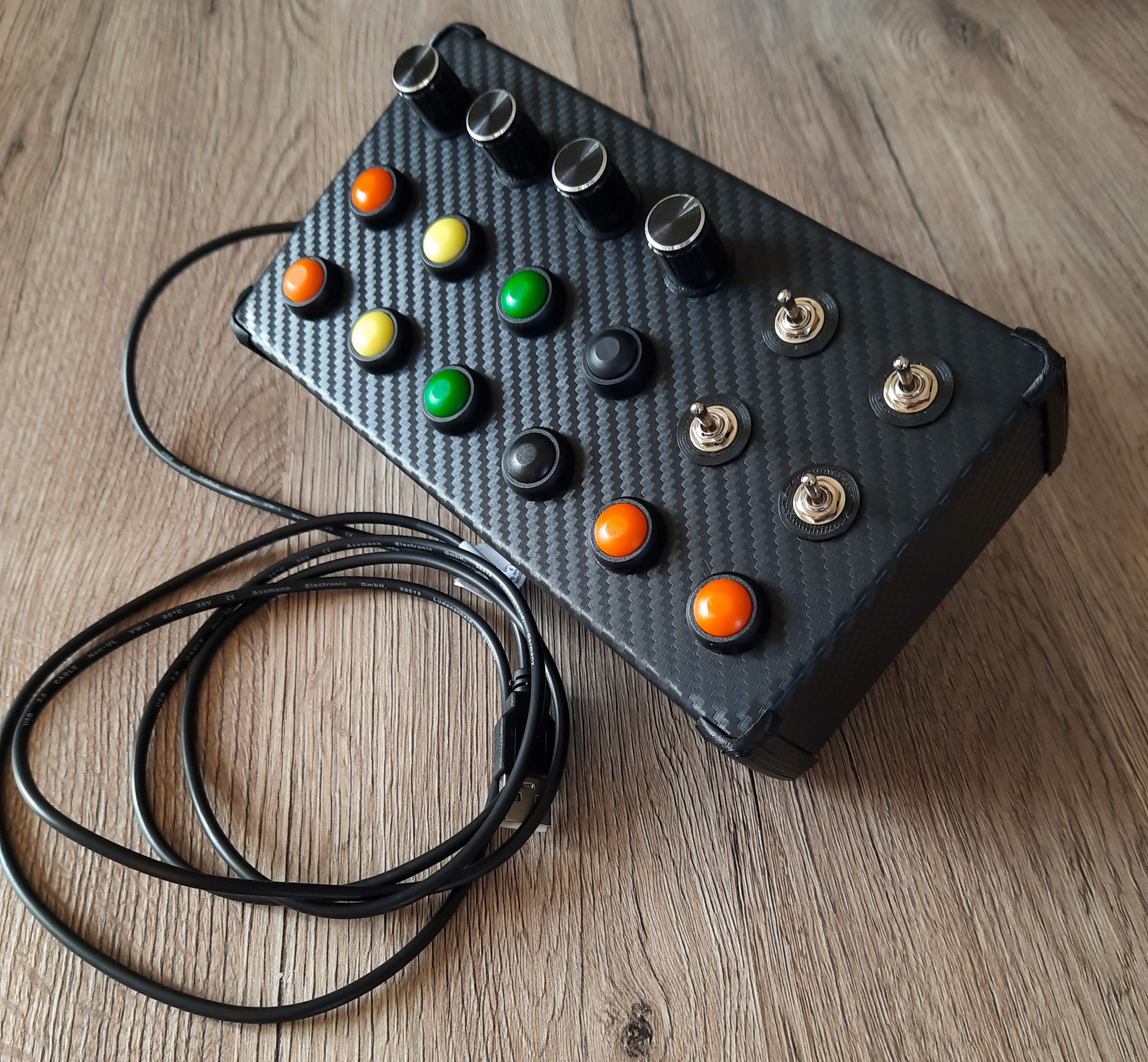 Button Box 30 Commands USB 4 Toggle Switches 4 Rotary PC Sim Racing ...