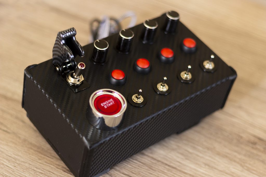 Button Box Sim Racing Toggle Switch Start Engine Bright Lever PC Rotary ...