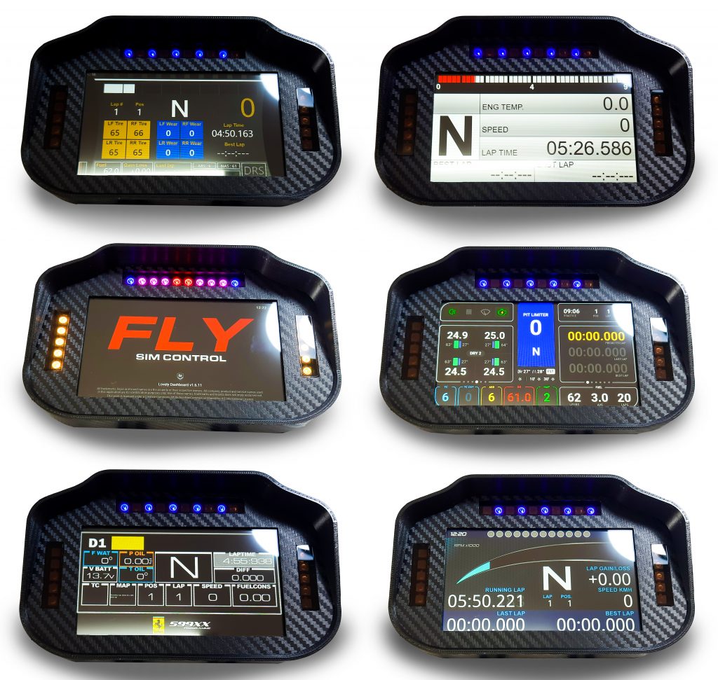 Dashboard Simracing 5" 20 LED Touchscreen USB PC Carbon DASH Board LED ...